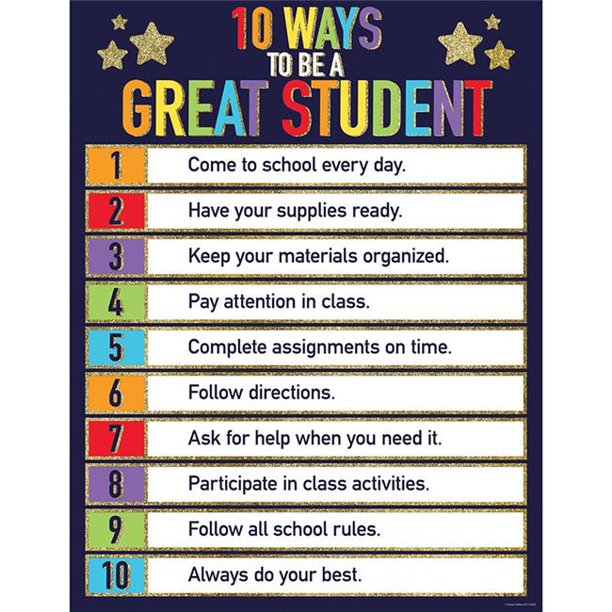 10 WAYS TO BE A GREAT STUDENT CHART Bahamas Office And School Supplies